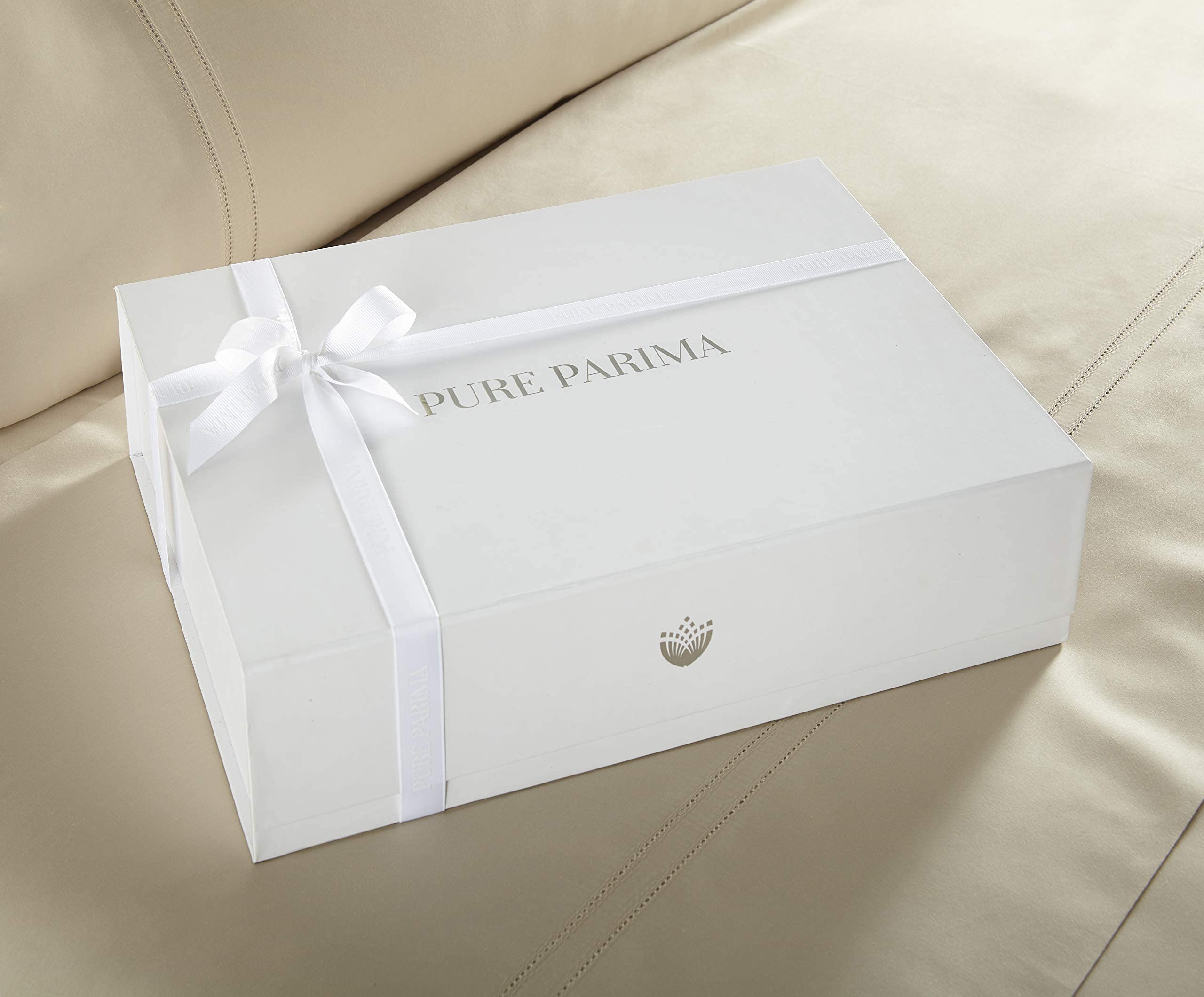 Pure Parima Luxury 100% CEA Certified Egyptian Cotton Sheet Bed Set, Extra-Long Staple, Cool, Breathable, Ultra Comfort, Double Hem-Stitched, Flat, Fitted, and 2 Pillow Cases (Ivory, King)