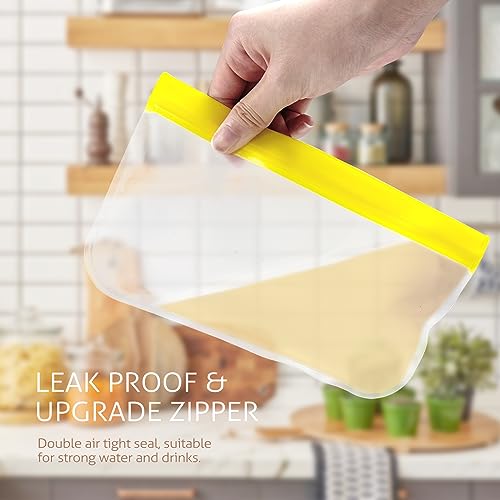 Reusable Storage Bags, 10 Pack Dishwasher Safe Silicone Food Storage Bags with 3 Sizes for Marinate Meats, Sandwich, Snack, Cereal, Travel Item