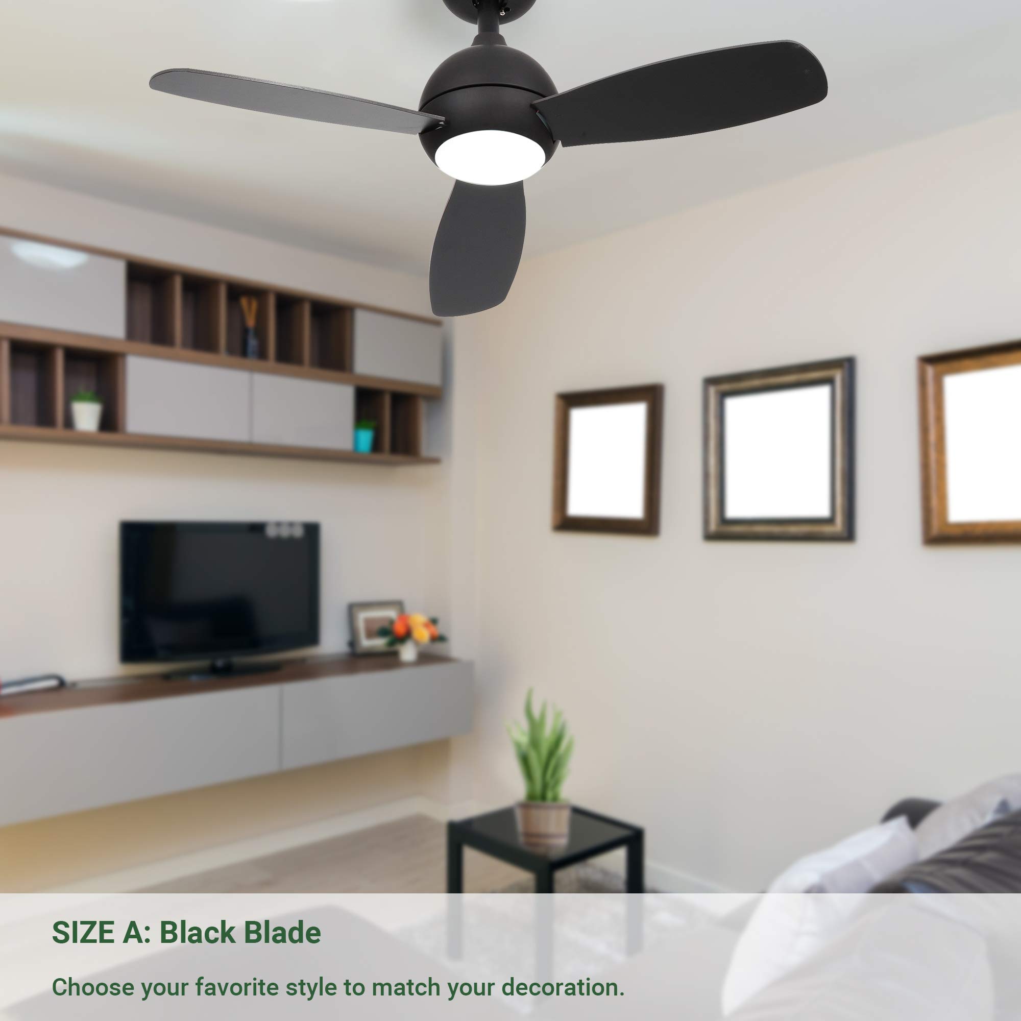 SOLTRONICS Ceiling Fan with Light and Remote 42" LED Ceiling Fan Light 3 Color Temperature Reversible Black/Dark Barn Wood Blade Indoor Use