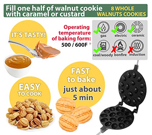 Walnut Cookie Mold Maker 16 non-stick - Oreshki Mold Maker - Walnut Cookie Molds - Орешница Russian - Oreshki Maker - Walnut Cookie Maker Oreshek - Nutty Maker - Oreshnitsa Nut Cookies Maker
