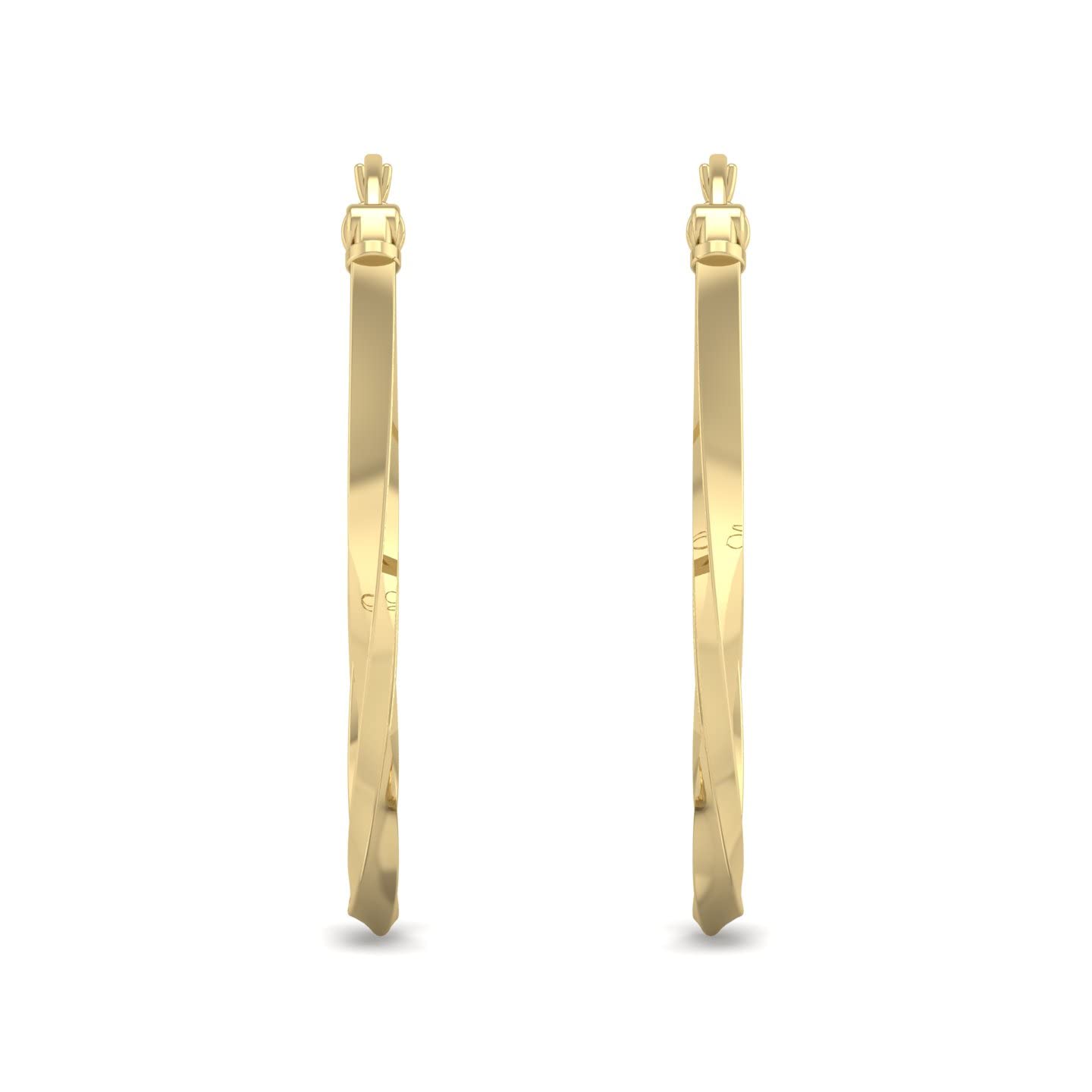 Silver Smile 14 kt Yellow Gold Hoop Earrings For Women| Twisted Gold Hoops Earring Set with Click Clasp Closure|Hypoallergenic | Ideal Gift For Anniversary and Birthday For Her