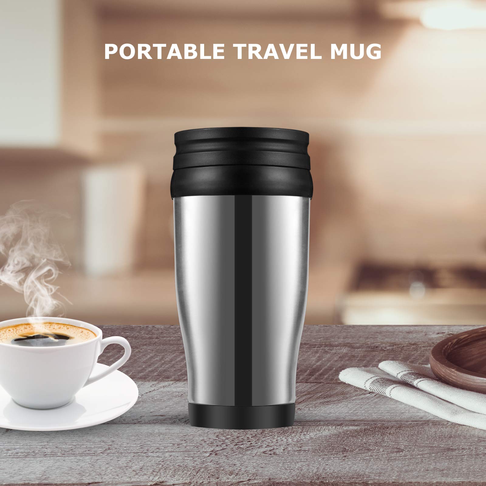 Programmable Single Serve Coffee Makers With Portable Travel Mug Compatible with K Cup Pod & Coffee Ground, Mini 2-In-1 Coffee Machines with Brew Strength Control, Personal Compact Coffee Brewer 14 Oz