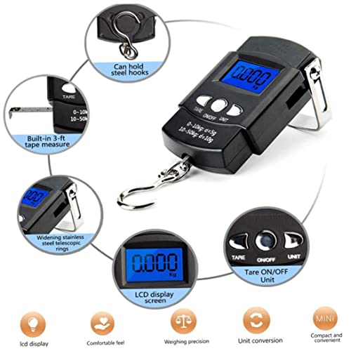 Tuimiyisou Fish Hook Remover Combo Kit Digital Fish Scale Handheld Electronic Floating Fish Clamp Fishing Lanyard Hook Removal Kit Blue 1 Set Fishing Accessories-Tools
