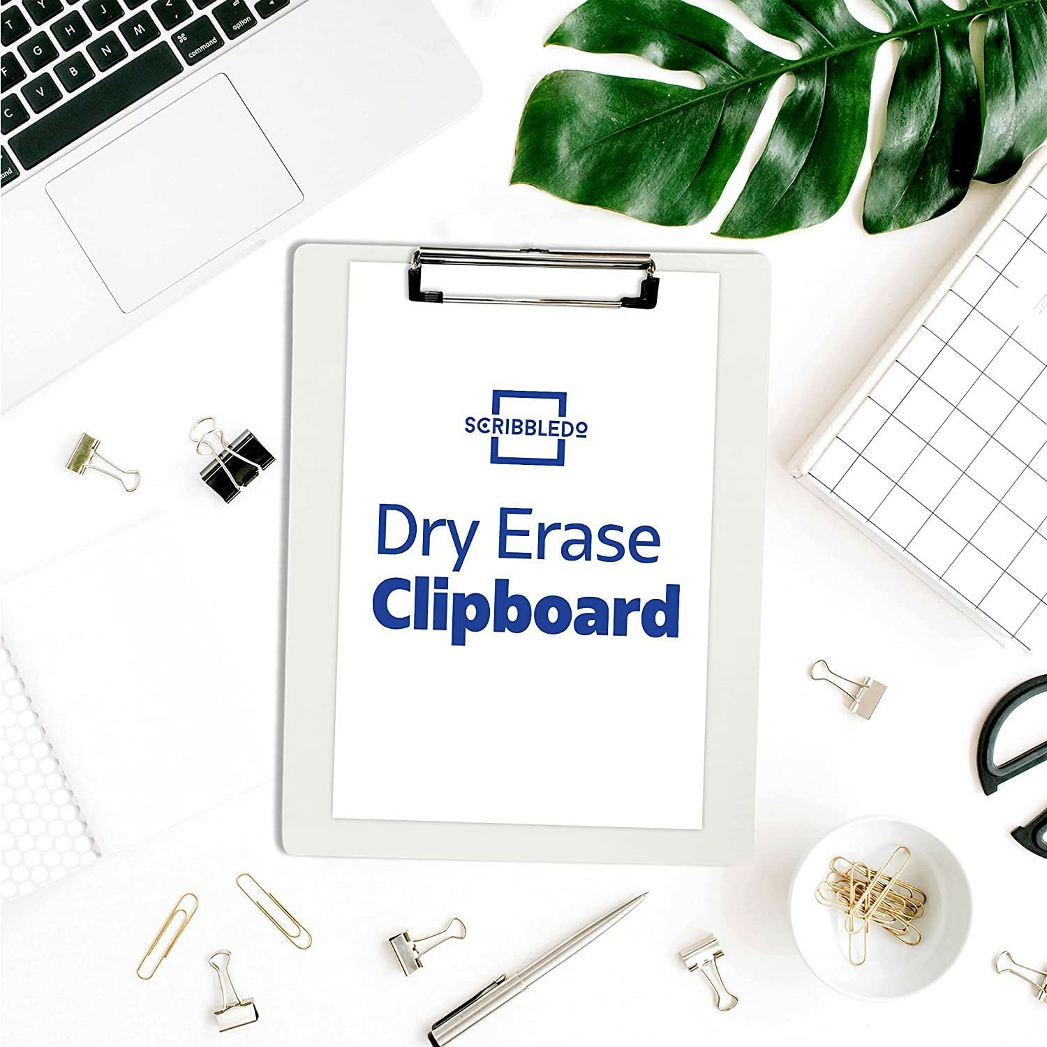 SCRIBBLEDO 30 Pack Double Sided Dry Erase Clipboards 9"x12" Durable Clipboards Bulk with 30 Dry Erase Erasers, Dry Erase Clipboard with Low Profile Clip for School, Classroom and Home Use