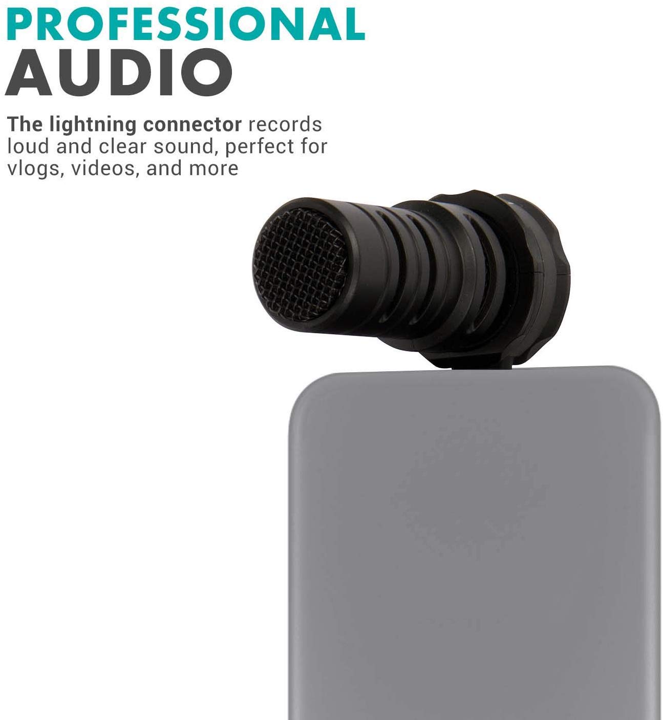 Movo LPM100 MFi Certified Lightning Directional Stereo Cardioid Microphone Compatible with iPhone, iPad, iPod, iOS Smartphones and Tablets