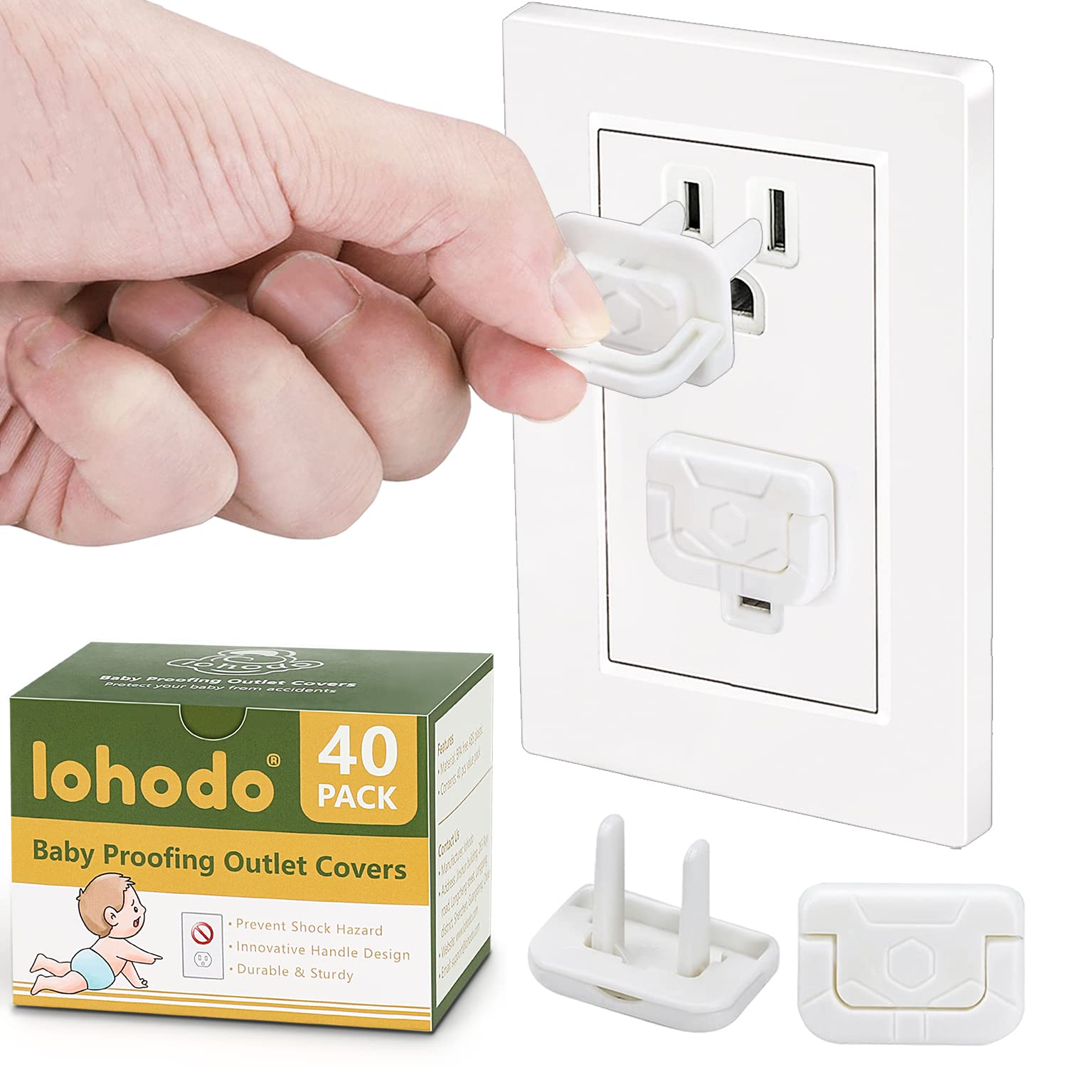 Outlet Covers Baby Proofing Socket Protectors Child Safety Plug Caps Difficult for Toddler to Remove Electric Shock Guard for US 2-Prong White 40 Pack