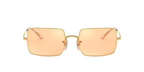 Ray-Ban Rb1969 Rectangle Evolve Polarized Rectangular Sunglasses, Gold/Photochromic Orange Mirrored Gold, 54 mm
