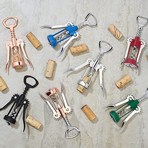 True Soar Winged Corkscrew Wine Opener - Self Centering Worm, Stainless Steel, Manual Wine Bottle Opener, Chrome Silver