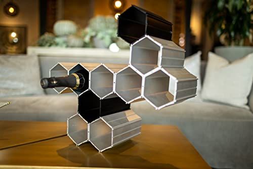 WineHive Bundle - 2 Items Cell Modern Modular Wine Storage System - 20 Cell with Wall Mount Hardware Kit - Black