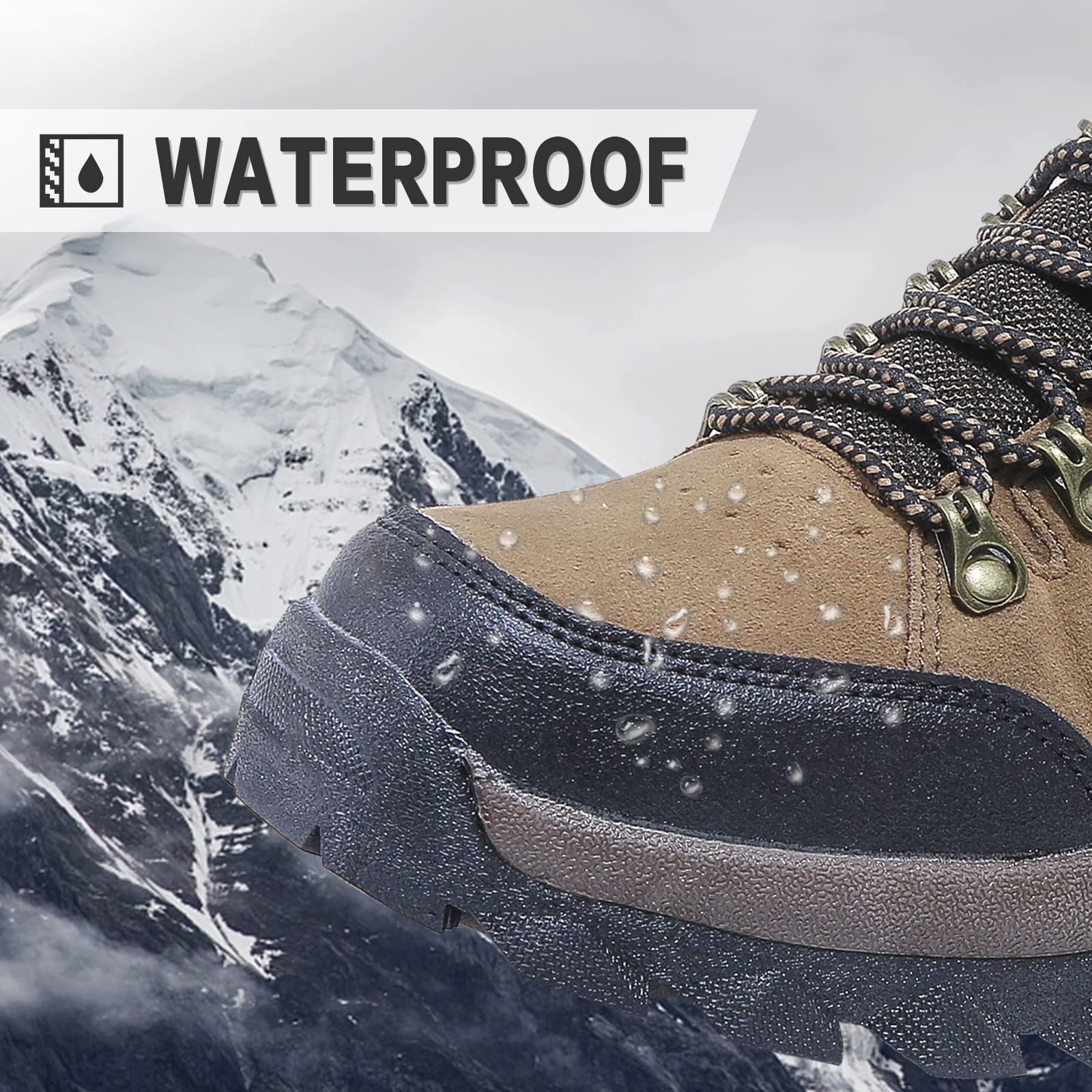 SPUKEP Women Hiking Boots Waterproof Mid Work Shoes Lace Up Walking Trekking Mountain Outdoor, Size 8