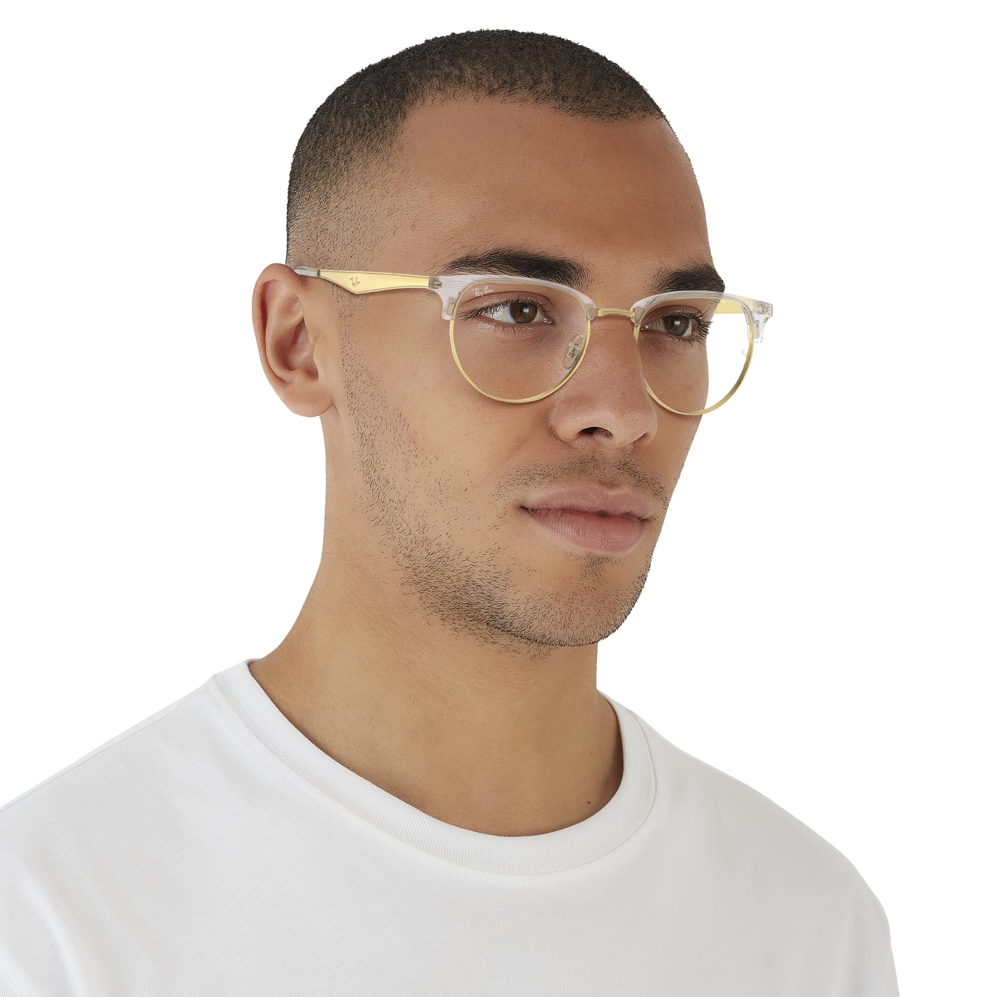 Ray-Ban RX6396 Round Prescription Eyeglass Frames, Arista White/Demo Lens, 53 mm