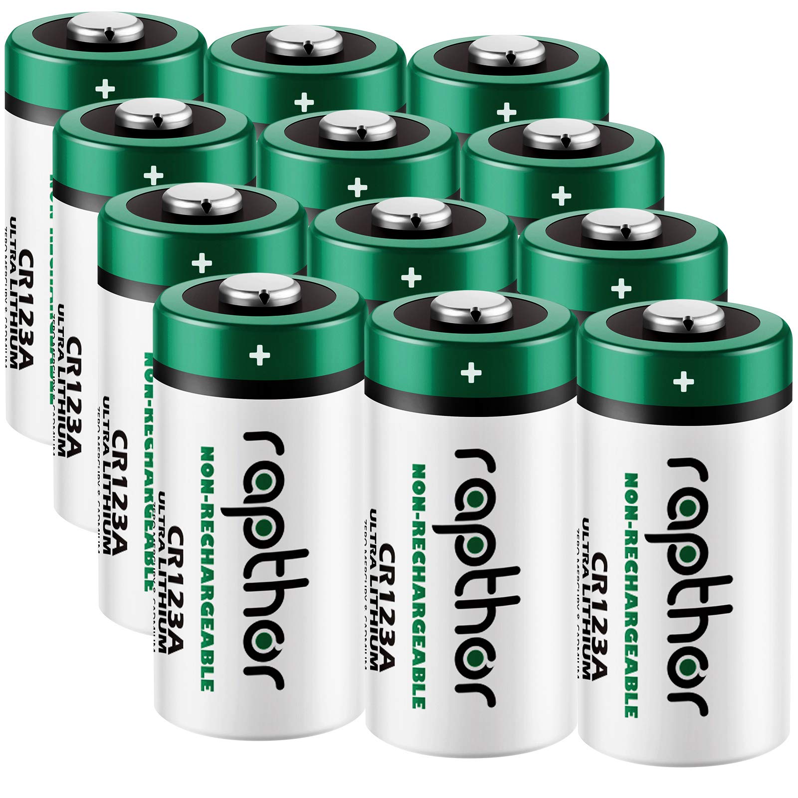 rapthor 1650mAh CR123A 3V Lithium Batteries 40 Pack CR123 High Power 123A CR17345 Photo Battery PTC Protected for Cameras Flashlight Alarm Smart Sensors (Non-Rechargeable, Not for Arlo)