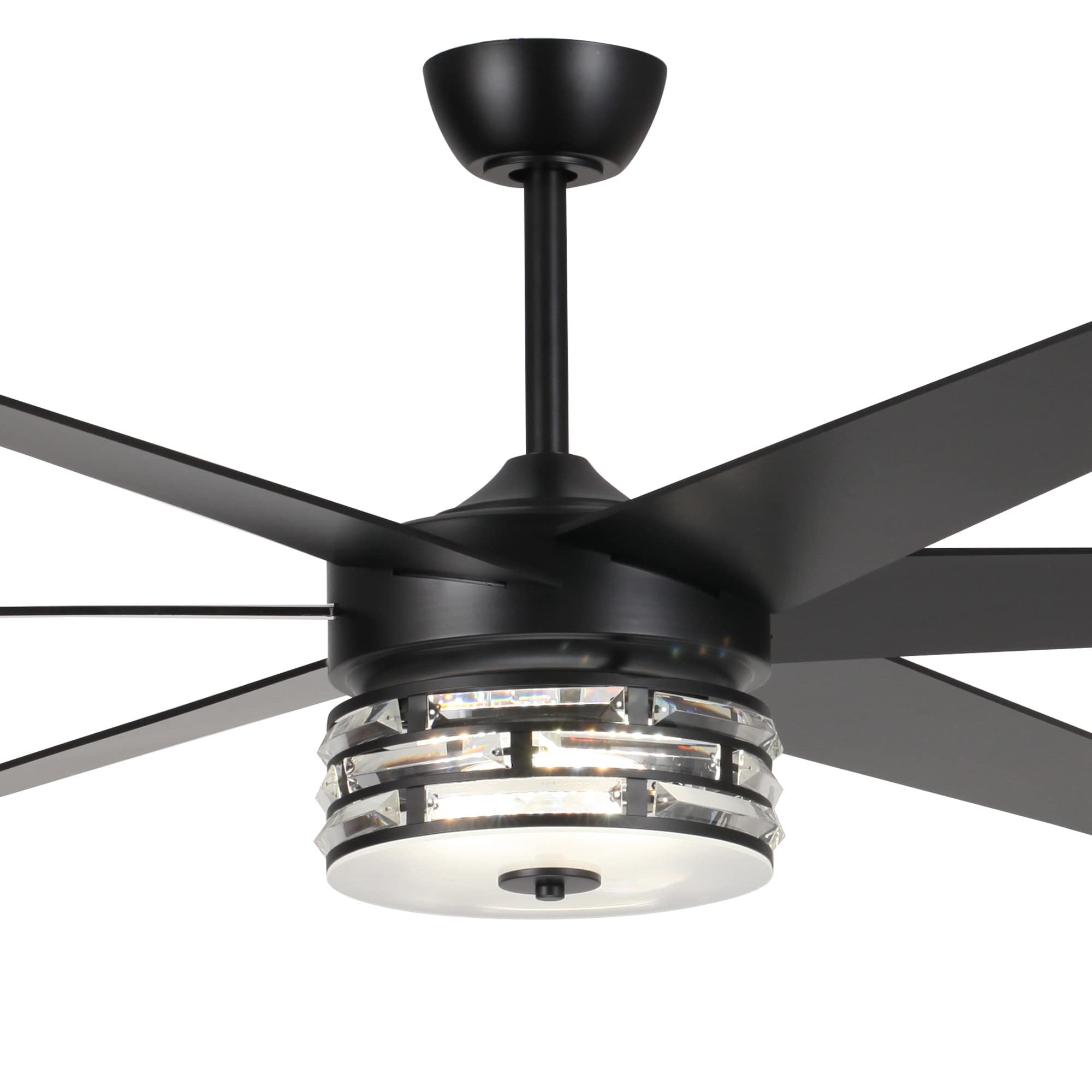 Parrot Uncle Ceiling Fans with Lights and Remote Modern Bedroom Ceiling Fan with Light Crystal Outdoor Ceiling Fans for Patios Covered, 48 Inch, Chrome