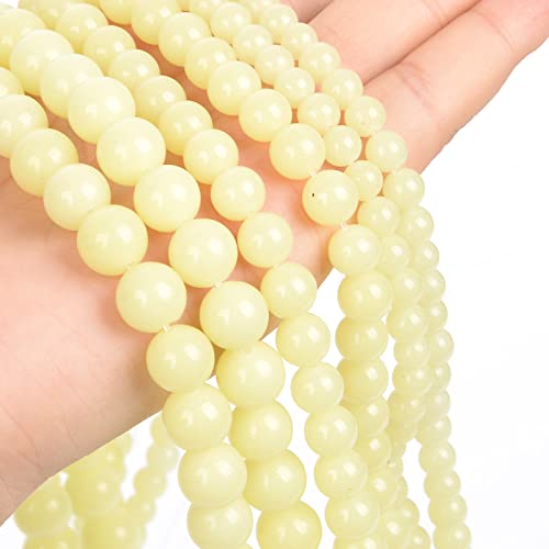 NHBT YU 6/8/10mm Natural Stone Yellow Luminous Stone Round Beads Loose Spacer Bead for Jewelry Making DIY Accessories T87 (Color : H8621, Item Diameter : 10mm)