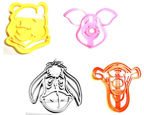 WINNIE THE POOH THEMED CARTOON BOOK TIGGER EEYORE PIGLET SET OF 4 COOKIE CUTTERS MADE IN USA PR493