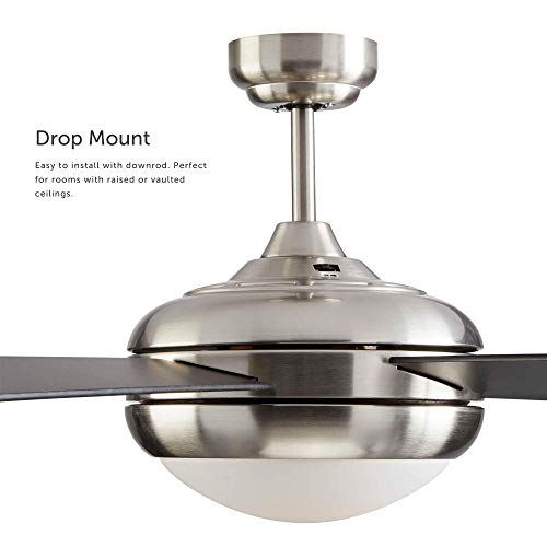 NOMA Ceiling Fan with Light | Dimmable Ceiling Fan with Remote | Black Finish, Nickel, 52-Inch
