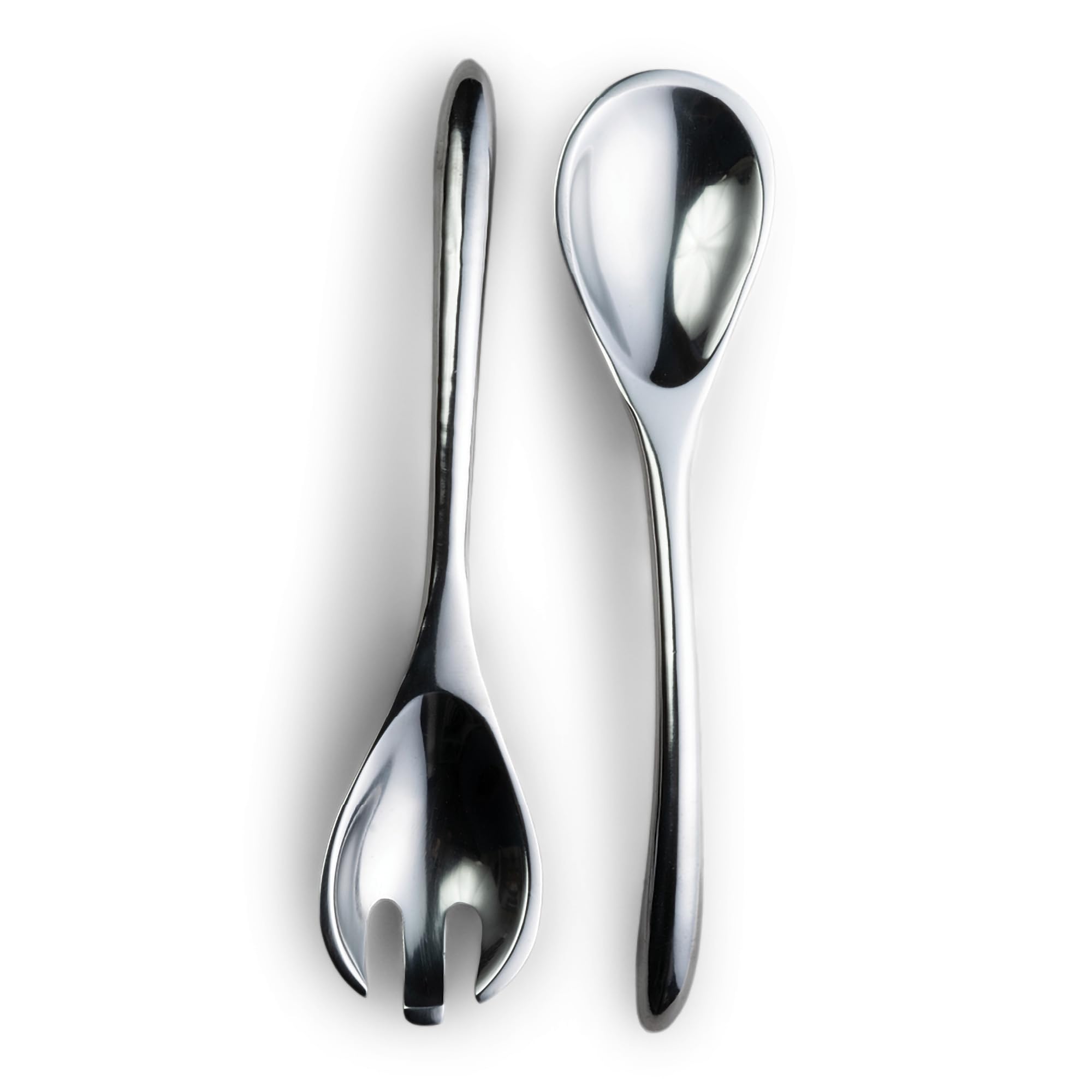 Smooth Aluminum Serving Utensils with Elegant Contemporary Handles- Great for Serving Salads, Vegetables- Perfect for Holiday Dinner Parties and Entertaining or Every Day Use