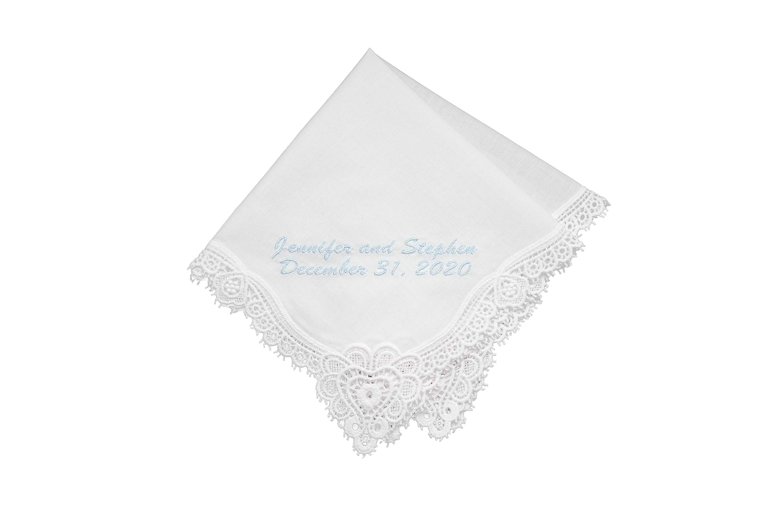 Personalized Wedding Handkerchief Custom Embroidered Ladies Monogrammed