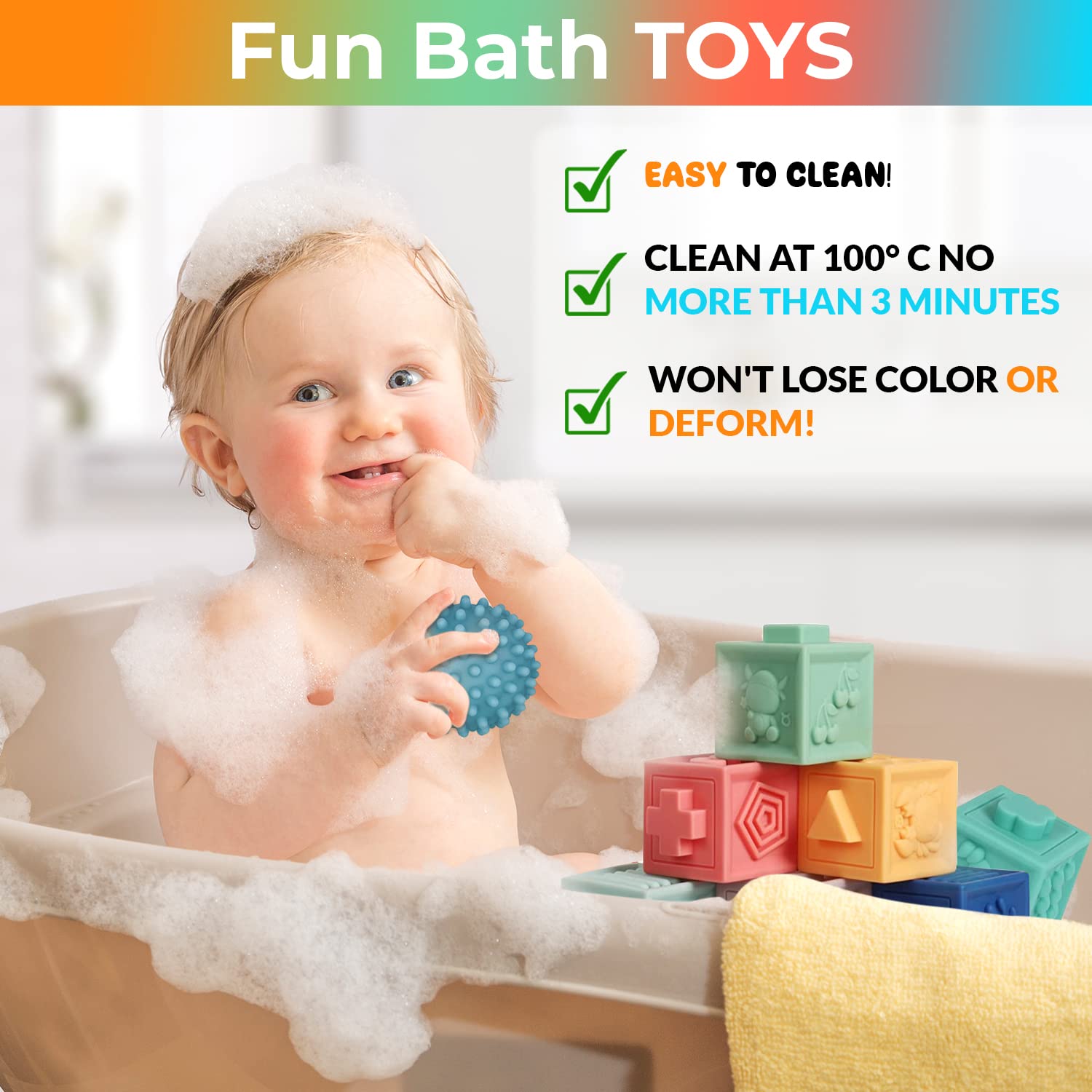 w Gemenis Baby Stacking and Nesting Toy Set β Soft Stack Rings, Educational Building Blocks, and Sensory Balls Squeeze and Learning Toys for Teething β Gift Ideas for Kids