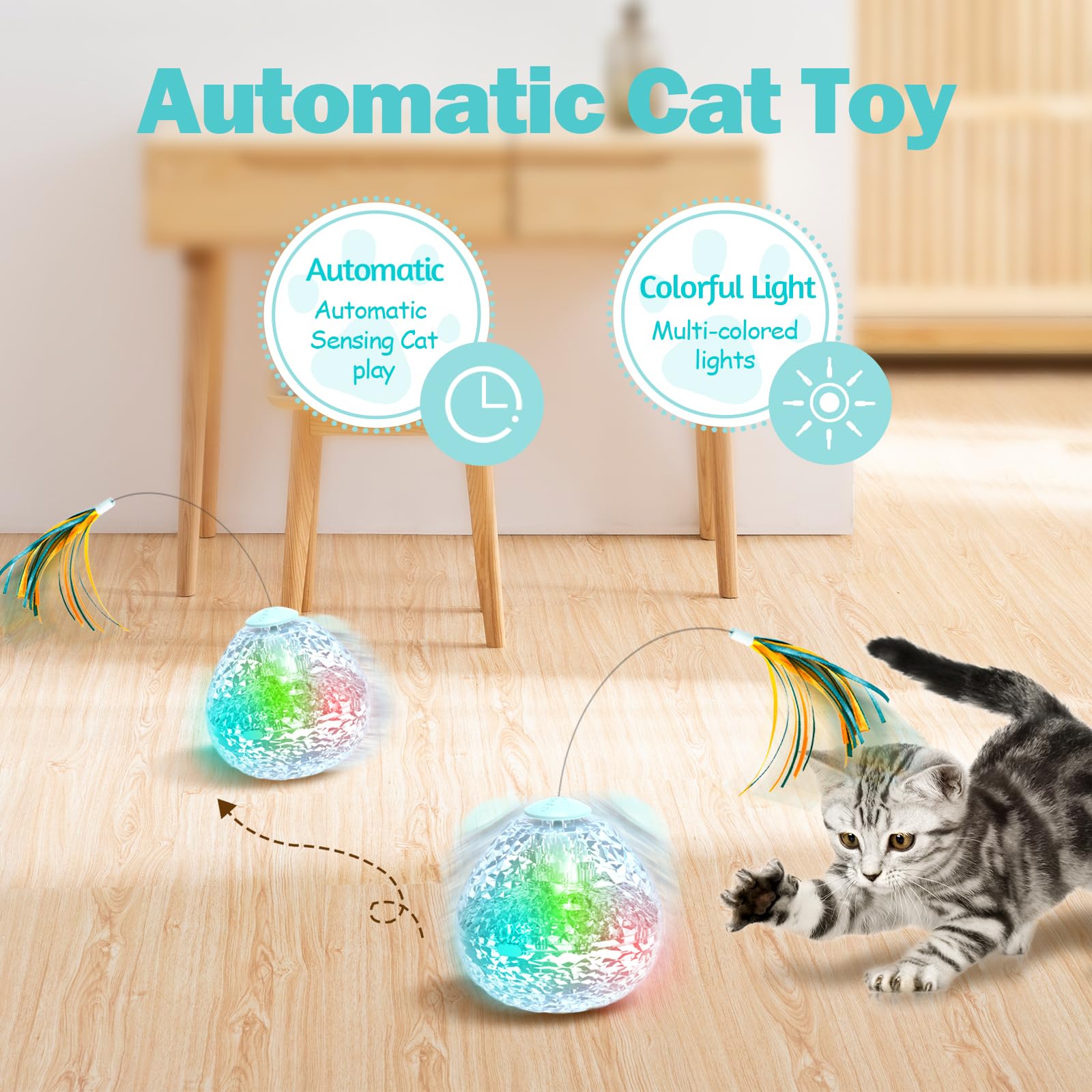 Migipaws Cat Toys, Interactive Cat Toy for Indoor Cats Play Moving Shadow of Butterfly Feather Project on Cat Tunnel, Cardboard Box Toys, Rechargeable