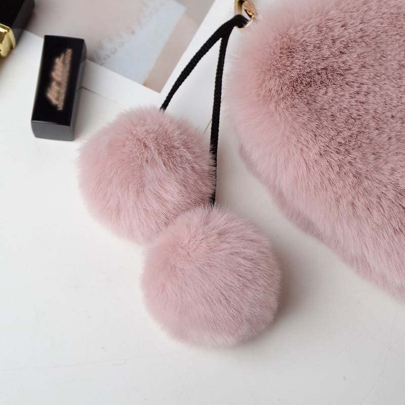 TeoYes Women's Plush Handbag Cute Heart Shape Shoulder Fashion Handbags with Chain Strap