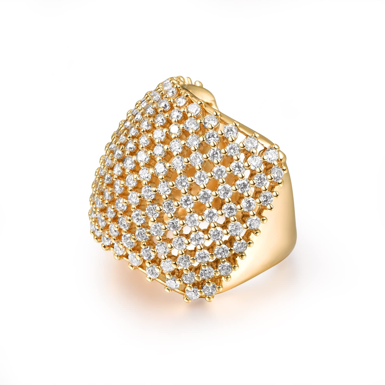 sineed Cubic Zirconia Rings 14K Gold Plating Luxury Diamond Jewelry Wedding Bands Statement Cocktail Rings for Women