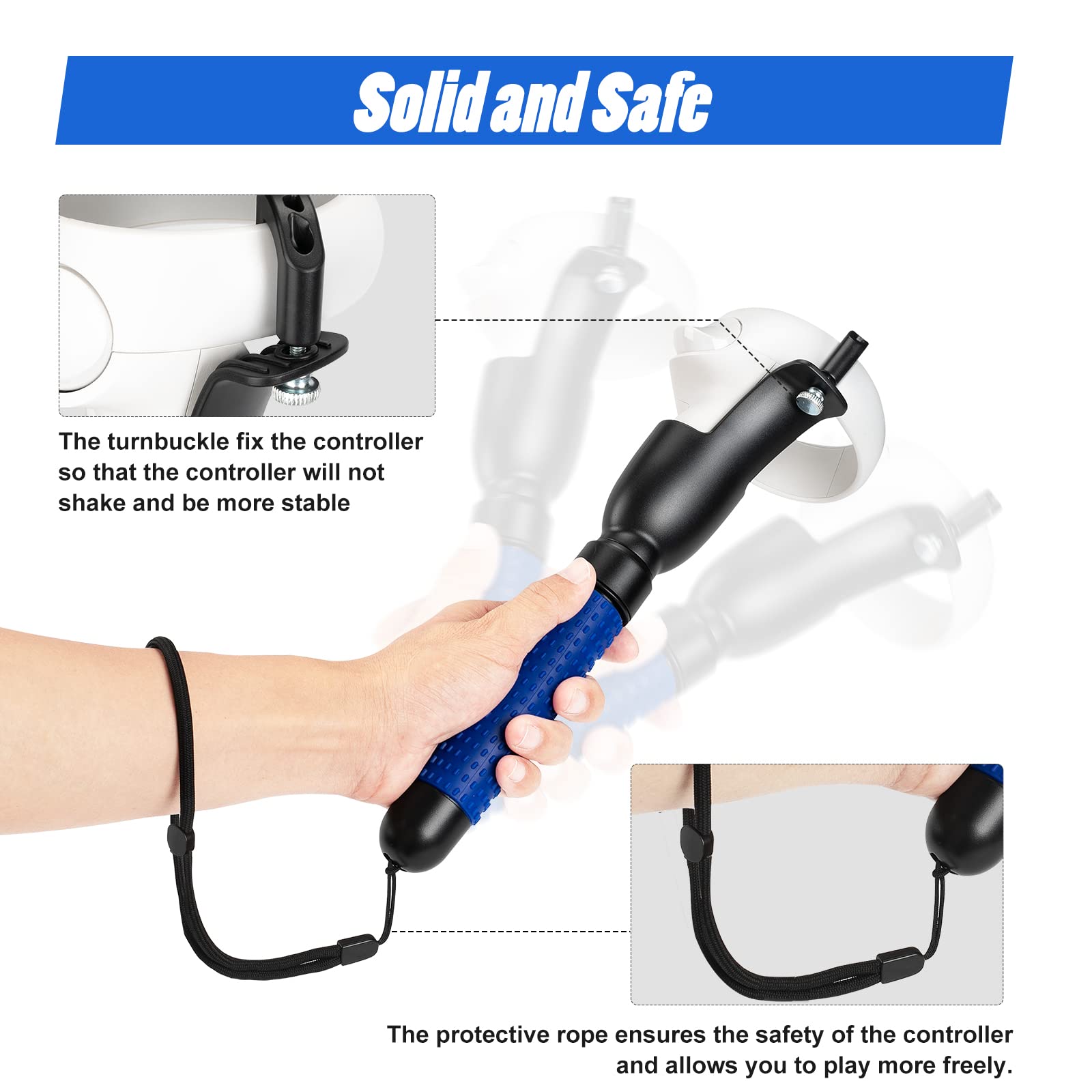 TOMSIN VR Game Handles Extension Grips for Beat Saber Accessories, VR Golf Club Attachment for Quest 2 or Rift S Controller,