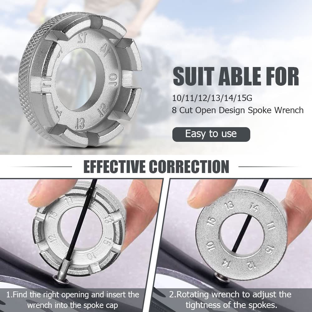 Petoor Bike Spoke Wrench, 40mm Diameter, Silver, Steel