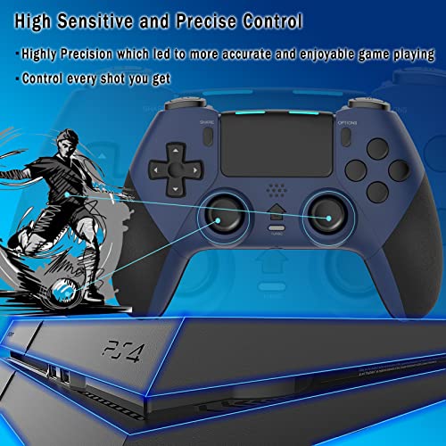 TERIOS Wireless Pro Controller Compatible with PS4 /PS4 Pro/PS4 Slim Console, Gaming Remote with Built-in 800mAh Rechargeable Battery/Precise Joystick/Audio/Turbo/Advanced Buttons Programming (Blue)