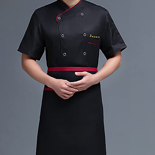 WintSallTab Personalized Chef Jacket Custom Short Sleeve Chef Coat Embroidered Name Chef Shirt Restaurant Work Uniform for Men Women X-Large