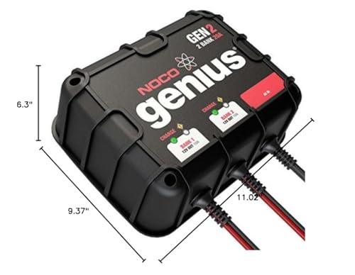 NOCO Genius GEN2, 2-Bank, 20-Amp (10-Amp Per Bank) Fully-Automatic Smart Marine Charger, 12V Onboard Battery Charger and Battery Maintainer