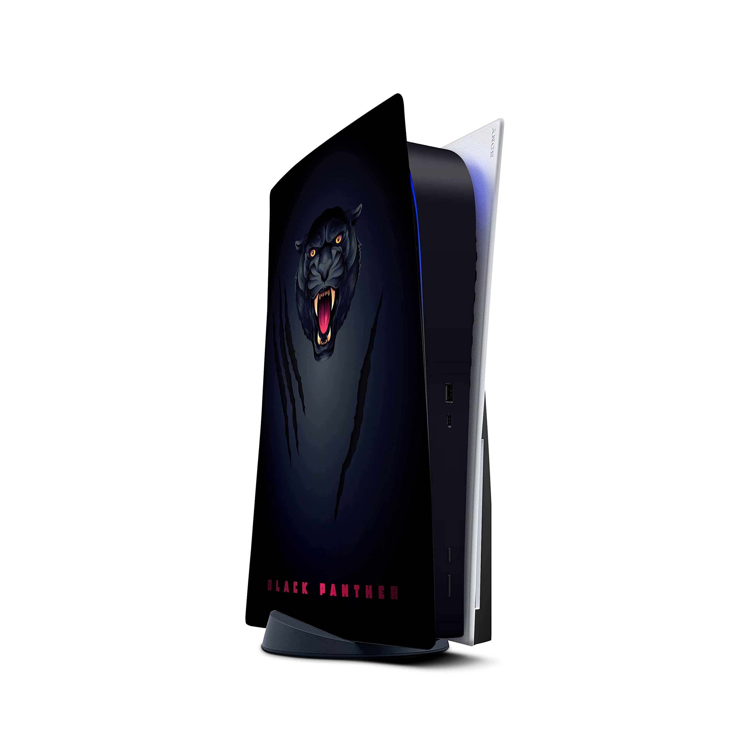 PS5 Black Panther Skin for Ps5 skin PlayStation 5 Console skin and 2 Controllers, Black ps5 skin Vinyl 3M - Full wrap ps5 Cover Decal,ps5 Stickers (Disk Edition)