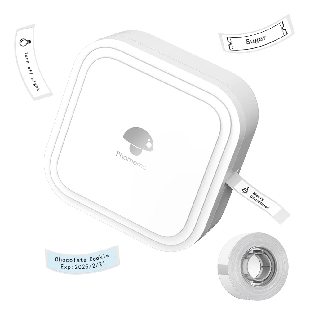 Phomemo Label Maker Machine, D30 Upgrade Version Q32 Bluetooth Label Maker, Handle Thermal Label Printer for Barcode, Mailing, Office, Home, Organizing, Compatible with iOS & Android, White