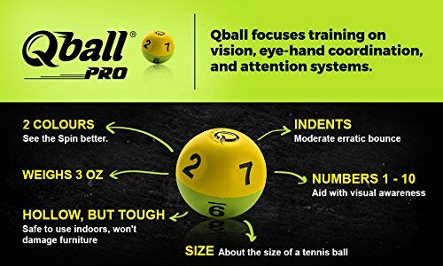Qball Pro - Reaction Ball - World's Fastest Trainer! - Now Lighter - More Erratic Moderate Erratic Bounce. Allows Fast Bouncing and catching Without Chasing - Fast Results