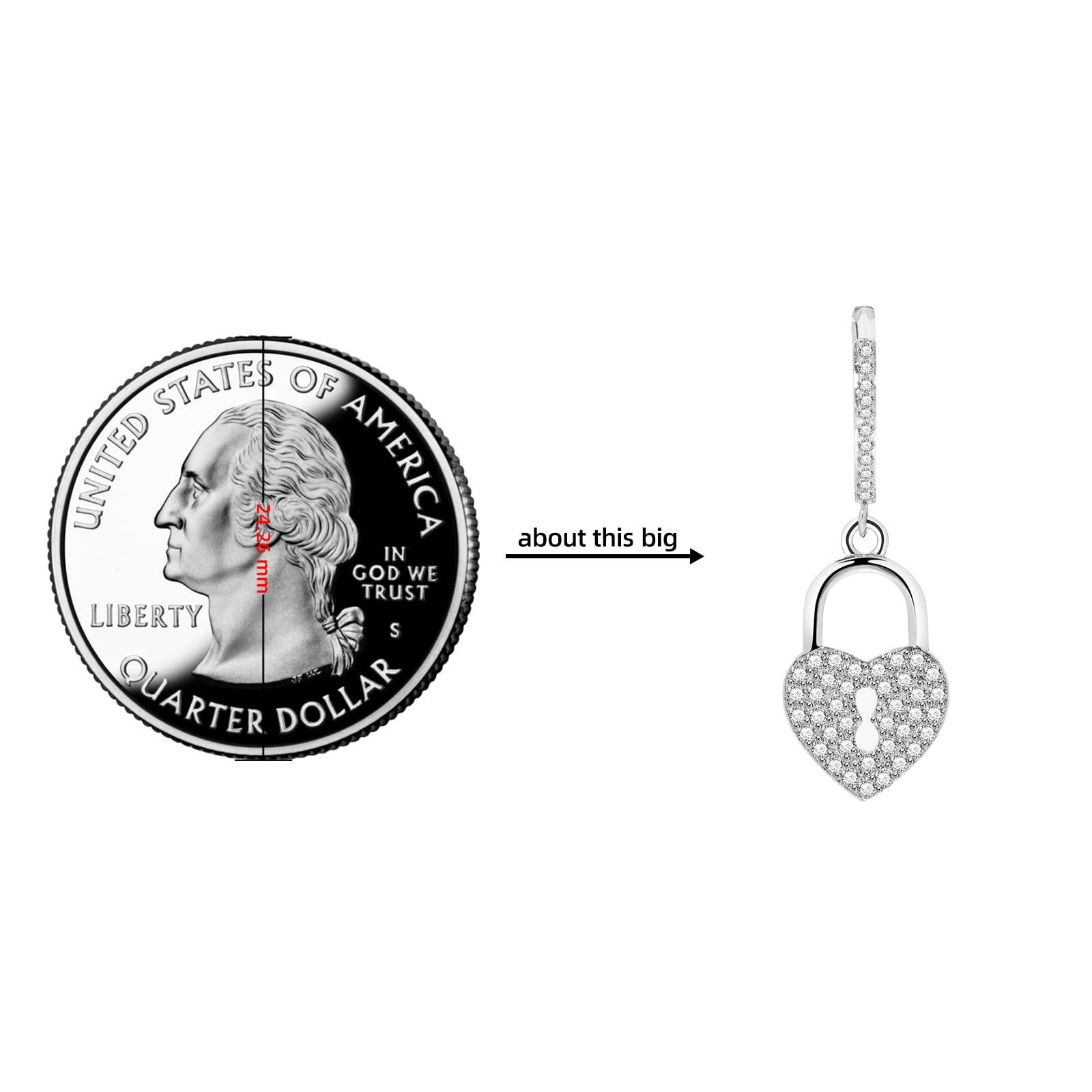 Silver Heart Lock Earrings for Women,Cute Small Heart Earrings,Hypoallergenic Heart Earrings Dangle Ma réponse