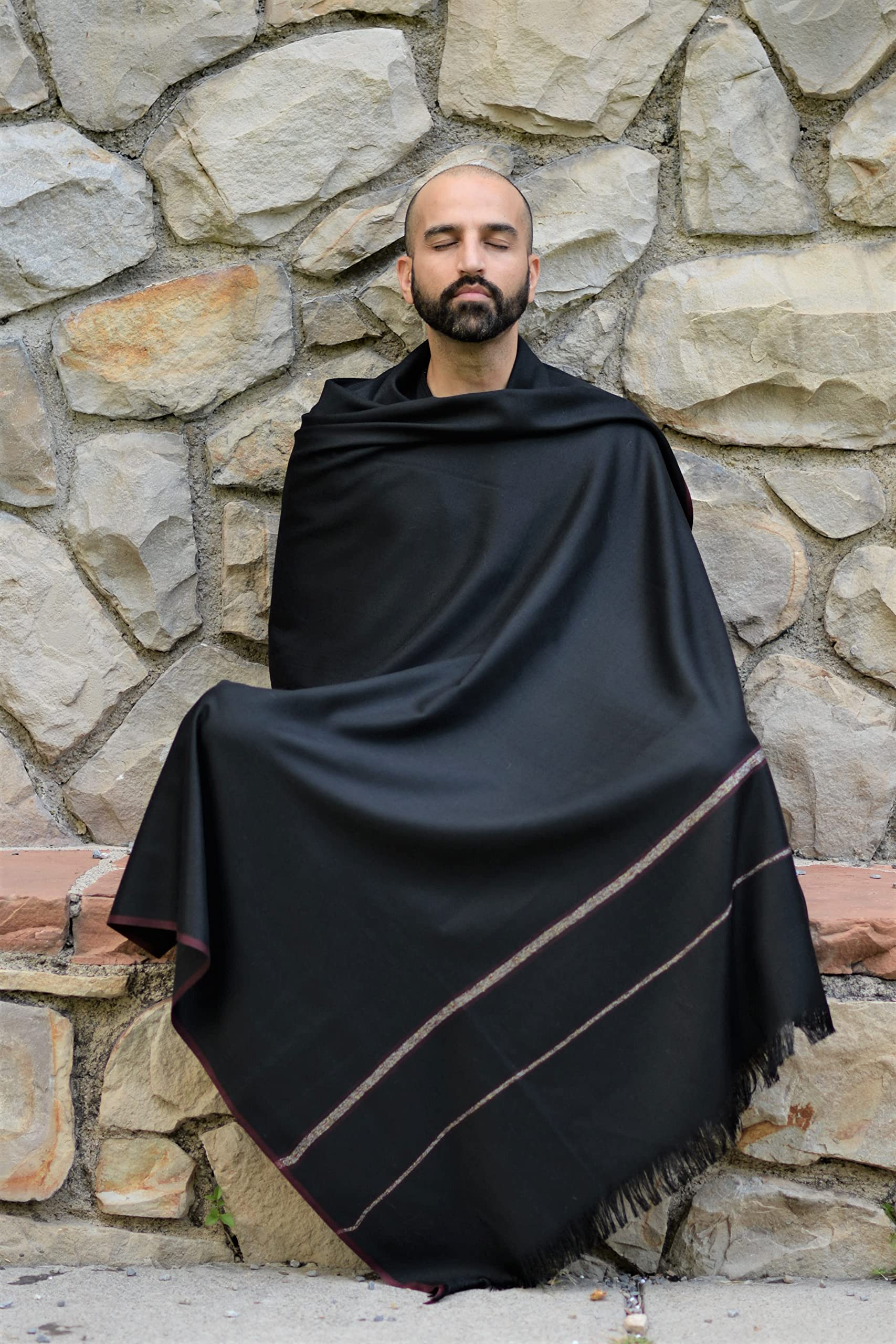 Om Shanti Crafts Meditation or Prayer Shawl or Plain Blanket, Wool Shawl/Wrap, Oversize Scarf. Unisex