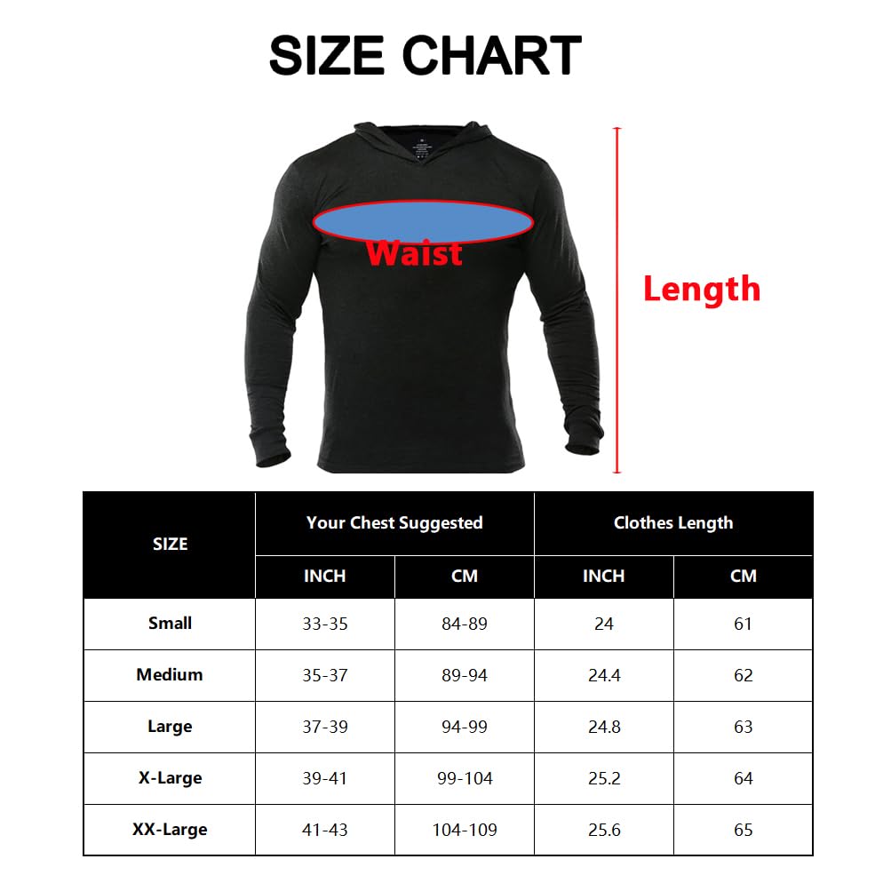 Muscle Alive Bodybuilding Long-sleeve Hoodie Casual Sweatshirts Stretchy Cotton Black Plain Color Size M