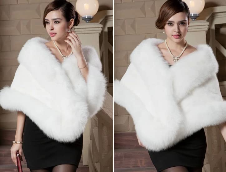 Women's Faux Fur Shawl Soft Versatile Scarf Wrap Shrug Winter Warm Cloak Coat Cape for 1920s Bridal Wedding Evening Dresses