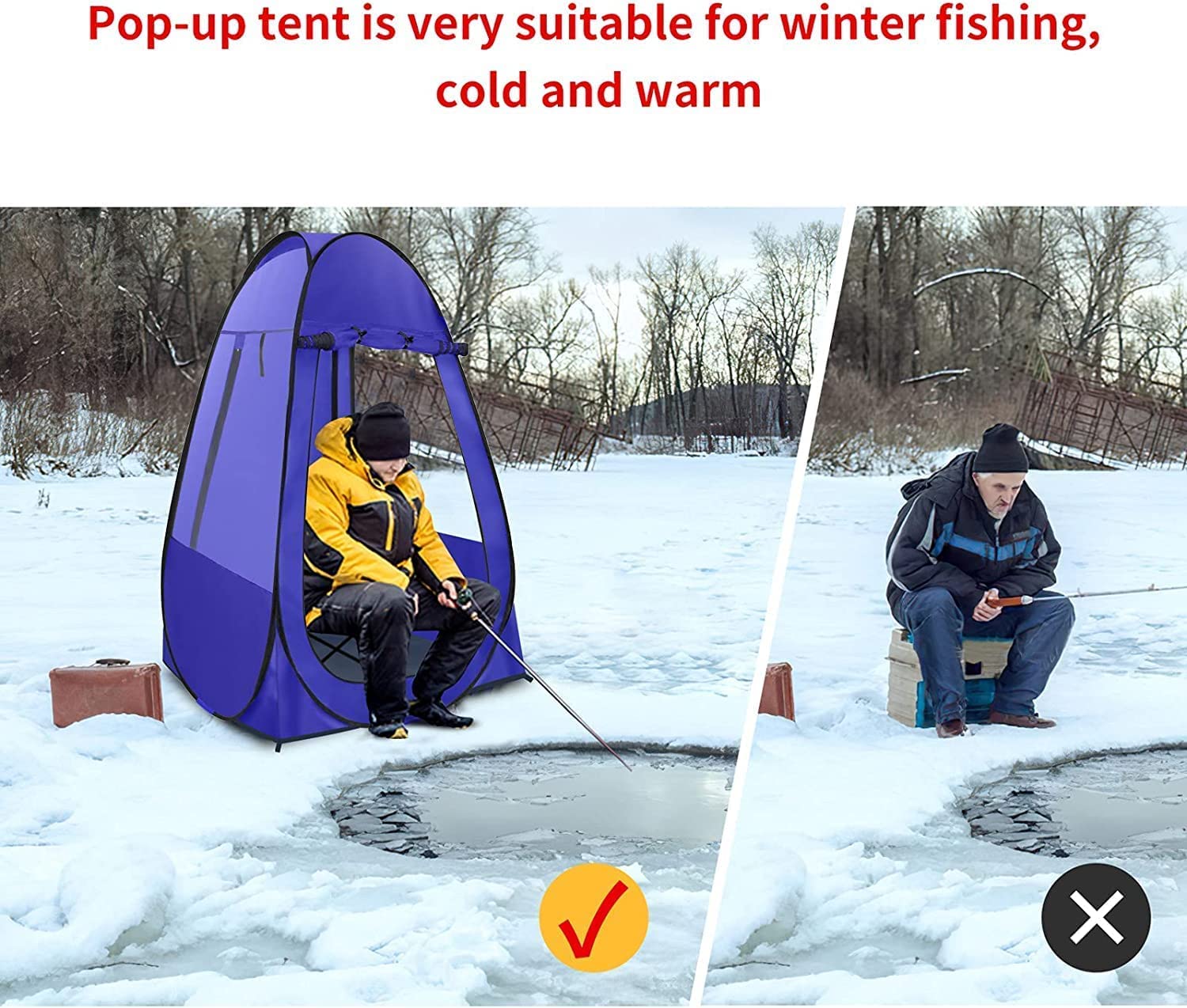 Single Pop Up Tent Pods Sports Fishing, Clear Rainproof Windproof Beach Tent for Wind and Rain in Chilly Weather,Lightweight and Sturdy, Easy Set Up, Outdoor Foldable