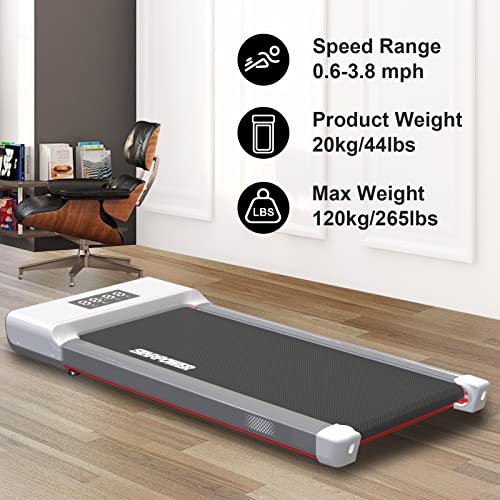 Walking Pad, Under Desk Treadmill for WFH, Walking and Jogging, Portable Treadmill with Remote Control, Quiet and Powerful, Installation-Free, Foldable, Wheeled