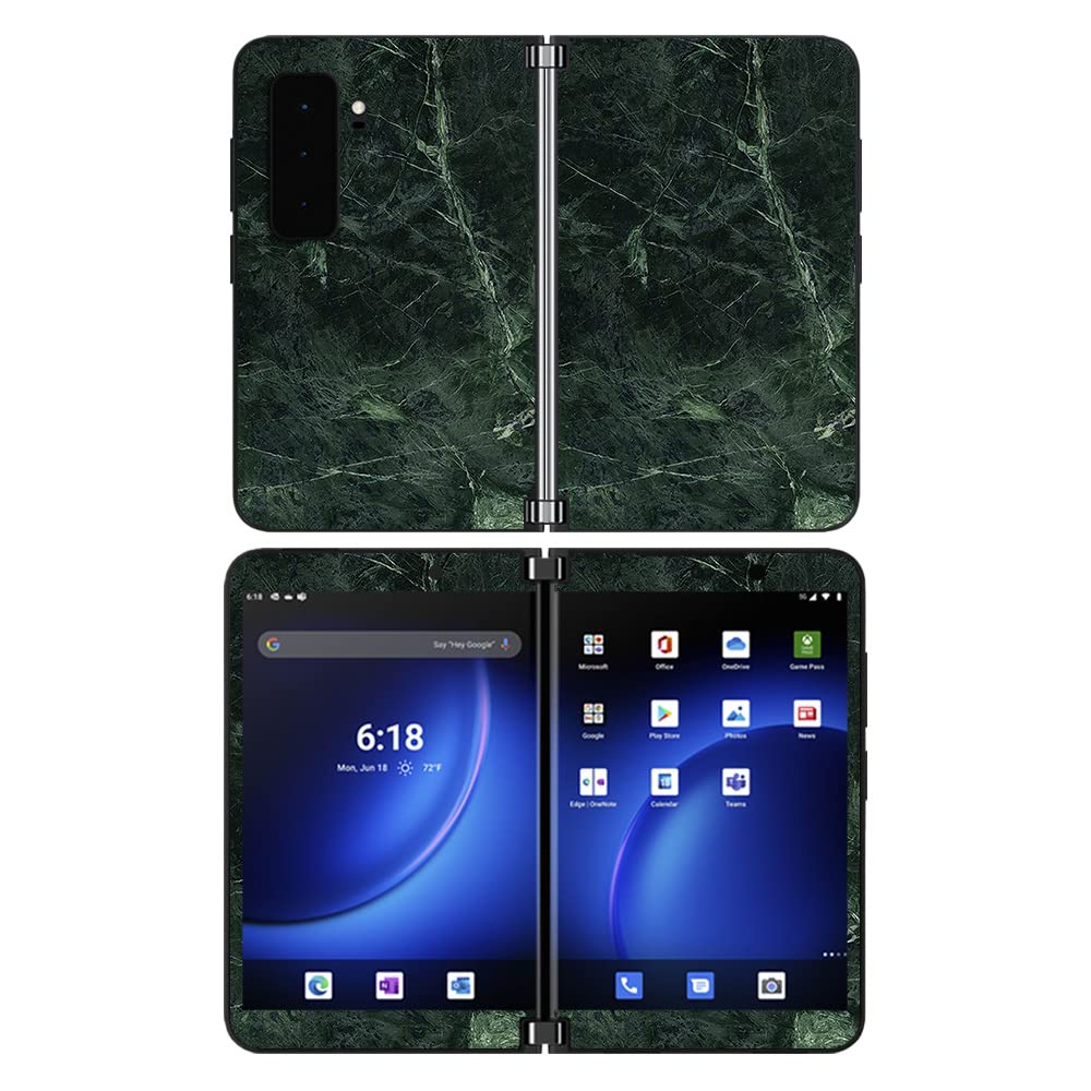 MightySkins Skin Compatible with Microsoft Surface Duo 2 - Green Marble | Protective, Durable, and Unique Vinyl Decal wrap Cover | Easy to Apply, Remove, and Change Styles | Made in The USA