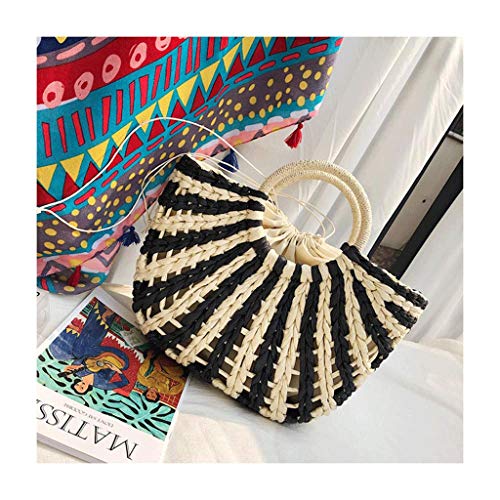 XJJZS Summer Beach Bag, Women Straw Paper Handbag Top Handle Big Capacity Travel Tote Purse
