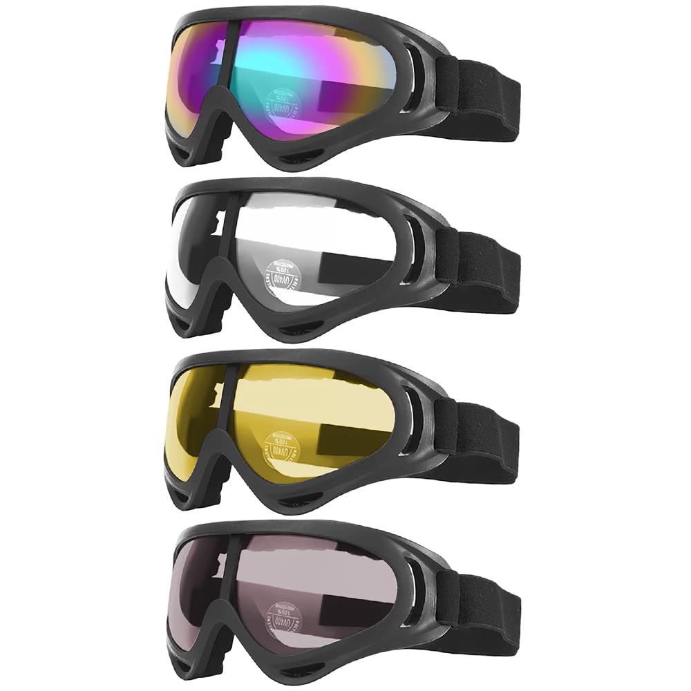 Peicees Pack of 4 Ski Goggles for Women Men Kids Snow Sports Motorcycle Snowboard Goggles