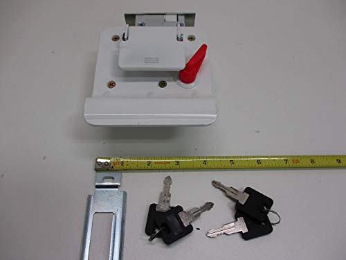 RV Camper Trailer White Entry Door Handle Latch Keyed Lock w/Deadbolt / 4 Keys
