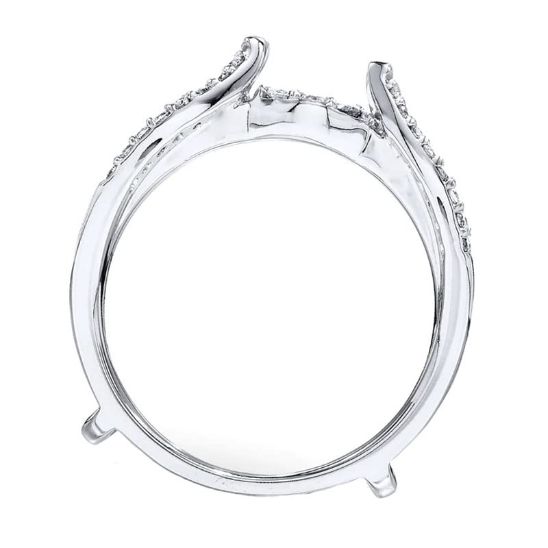 SVC-JEWELS 2.22 Ct Round Cut Moissanite 14K White Gold Over Elegant Enhancer Wrap Guard Ring Size 7 For Women's