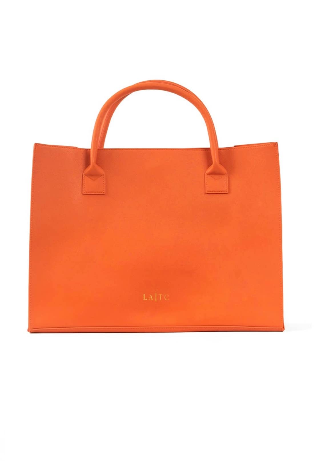 Women's LA | TC Vegan Modern Fluent Tote Bag Purse (Orange, Tan, L