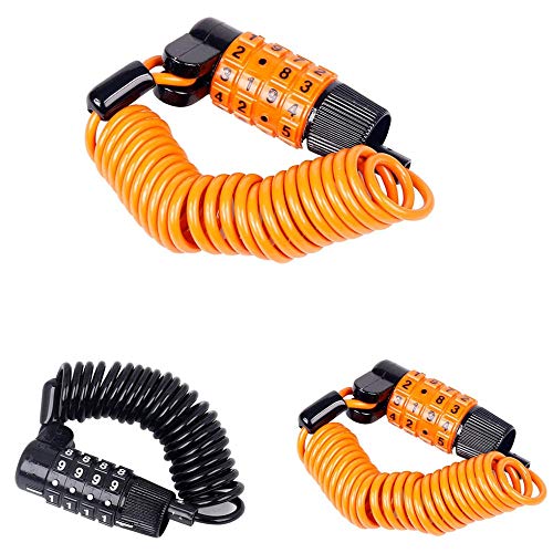 SRZR Bicycle Lock Bicycle Wire Combination Lock Bicycle Luggage Suitcase Portable Coil Lock Padlock Bike Accessory-Yellow Bike Lock (Color : Black) (Color : Black)