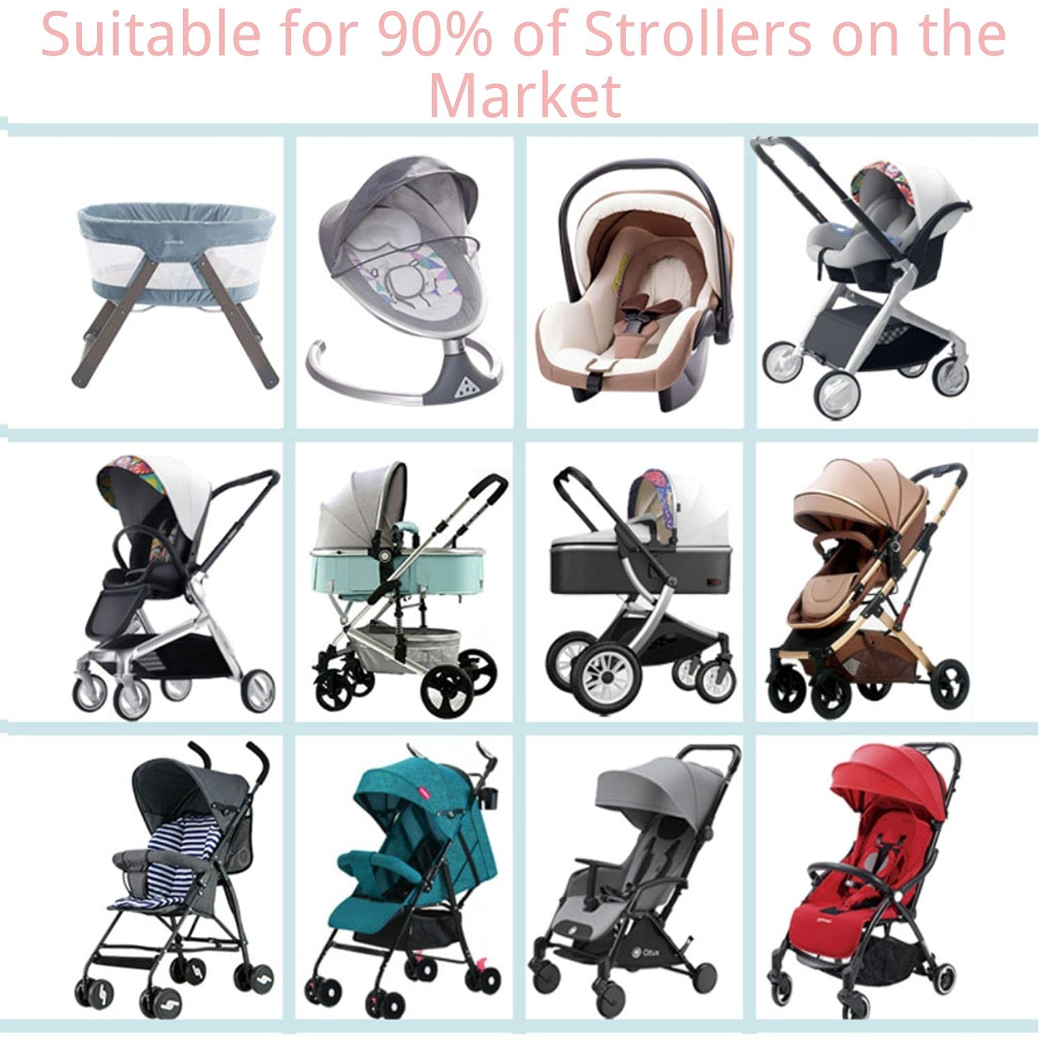 Stroller Bug net, Universal Mosquito net for Stroller, Unique Double Zipper Design-Great Accessories for Baby Stroller-Easy to Install and Portable-Fit for Graco Strollers, Car seat,Bassinet,Cradle