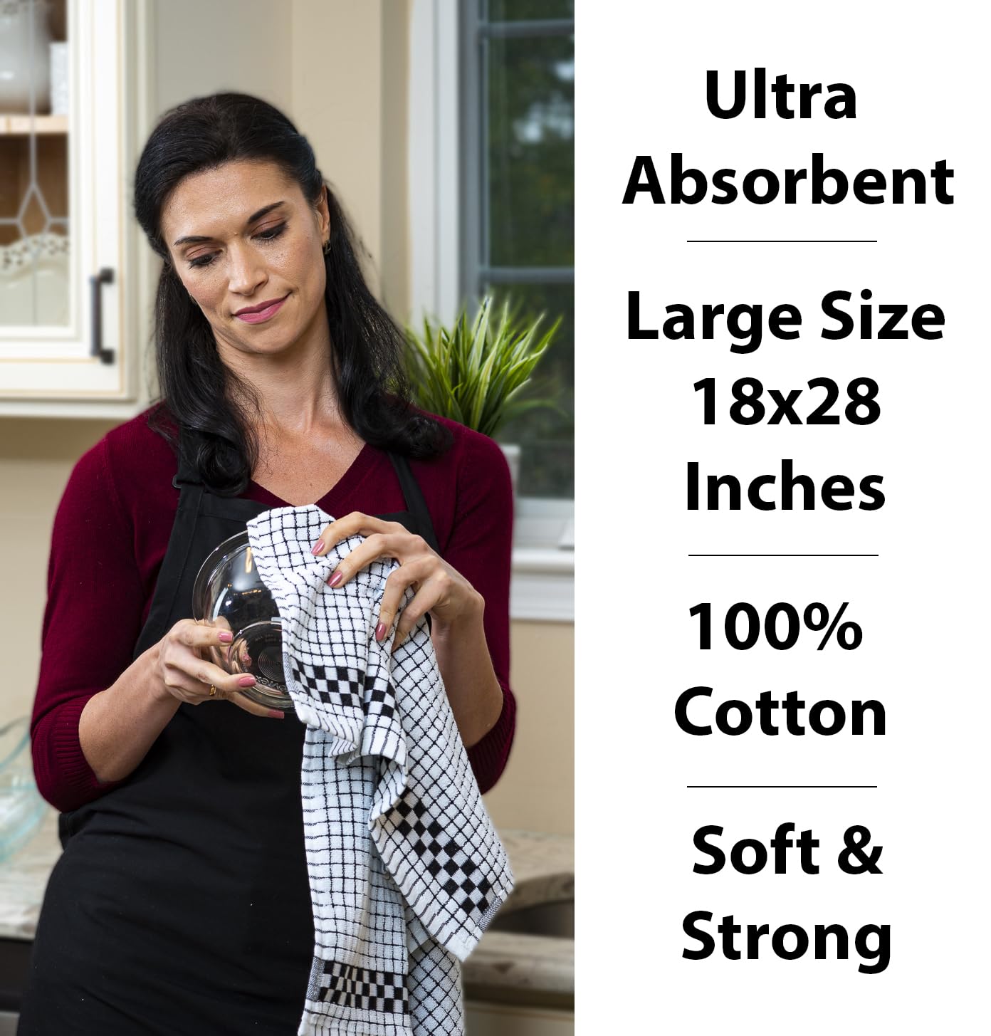 XLNT Ultra Absorbent Dish Towels 100% Cotton Plush Loop-Stitch 18x28 inch Durable Dishcloths Kitchen Towel. Set of 2, Blue