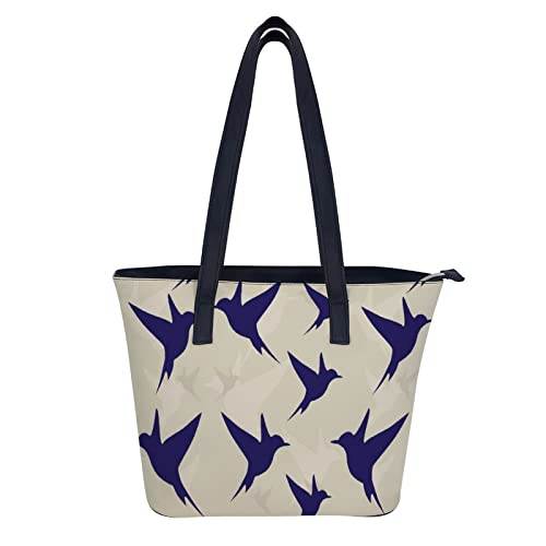 Swallow Pattern Women's Tote Bag PU Leather Shoulder Bag Handbags Purse For Work Shopping Travel